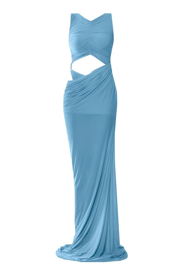 ELINA BABY BLUE CUT-OUT MAXI DRESS | CULT MIA | Deme By Gabriella