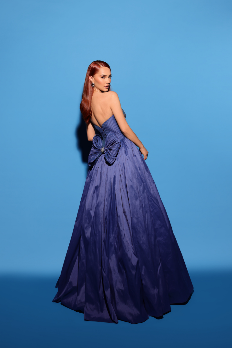 LIZZIE BIJOU BLUE STRAPLESS GOWN | CULT MIA | Tarık Ediz