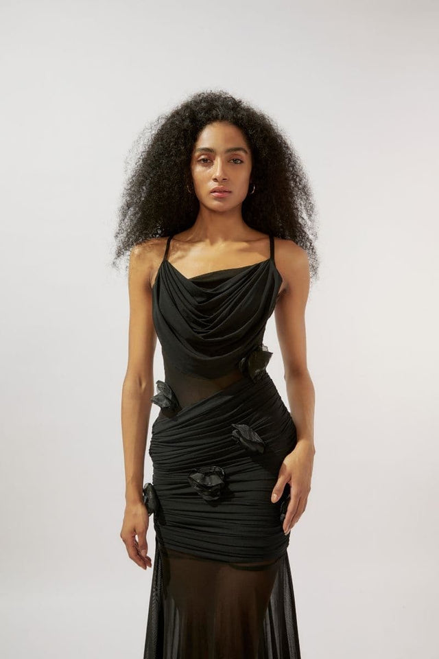 WILLOW BLACK COWL NECK GOWN | CULT MIA | Deme By Gabriella