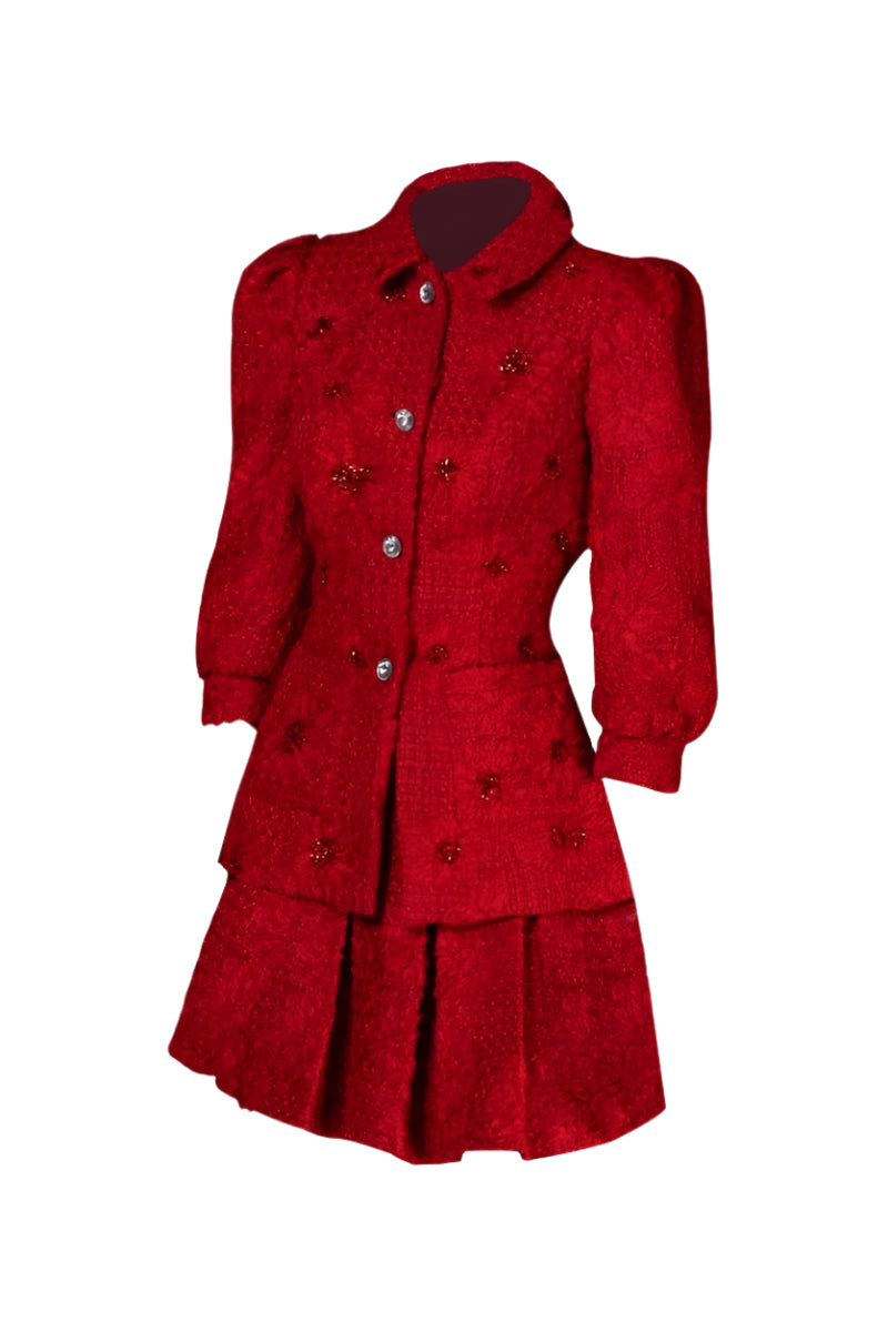 BECCA A-LINE PUFF SLEEVE TWEED MINI SET | CULT MIA | HAPPY CLOTHING