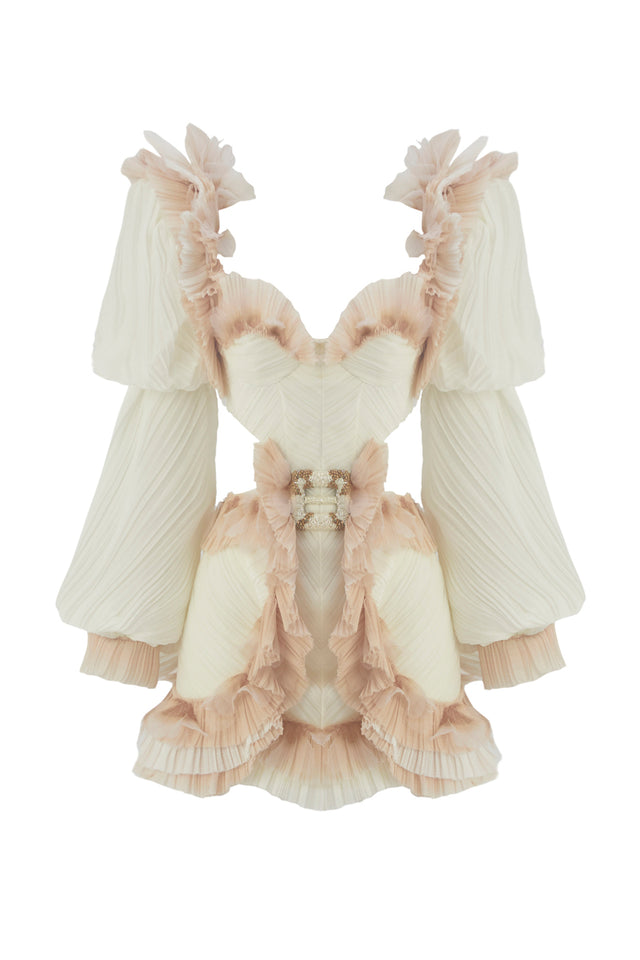 WHITE DRAPED CUT-OUT MINI DRESS | CULT MIA | HALEIA