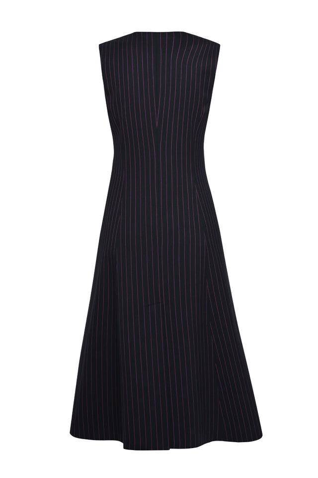 BLACK DOUBLE BREASTED PINSTRIPE MIDI DRESS | CULT MIA | Kokhia