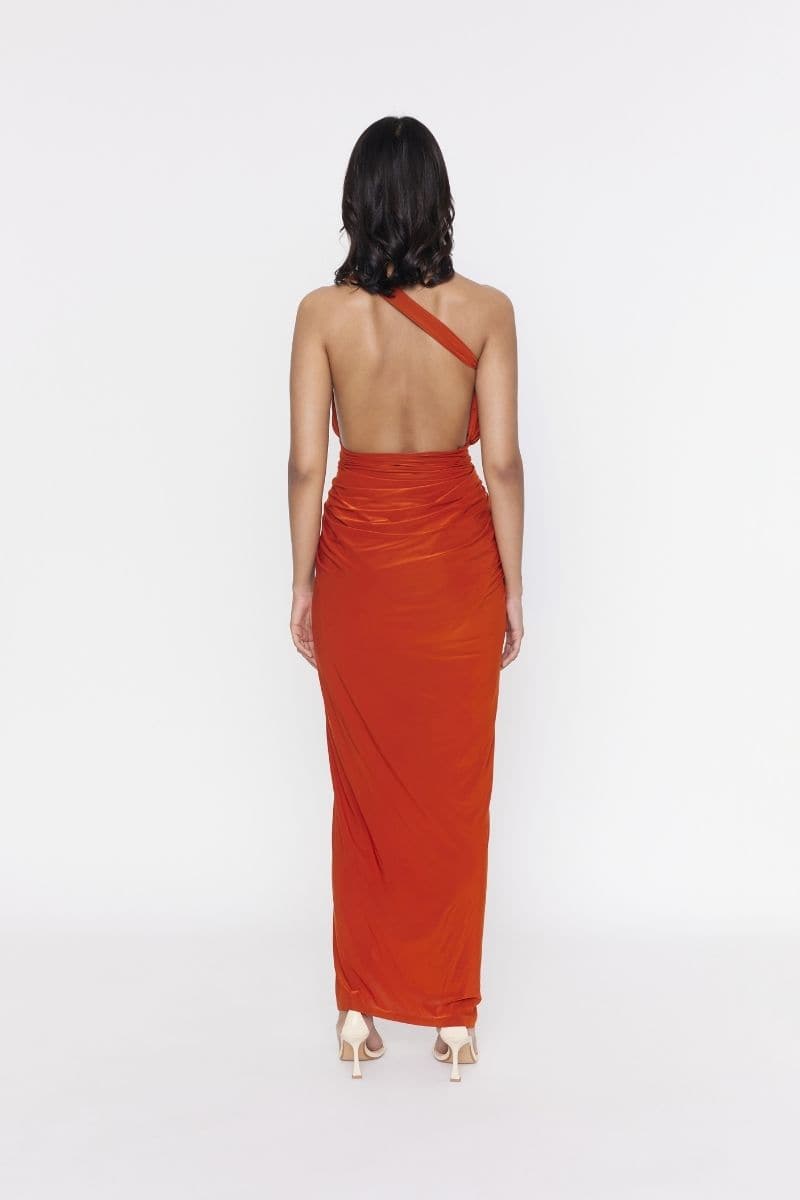 PATRICIA RUST DRAPED MAXI DRESS | CULT MIA | Deme By Gabriella