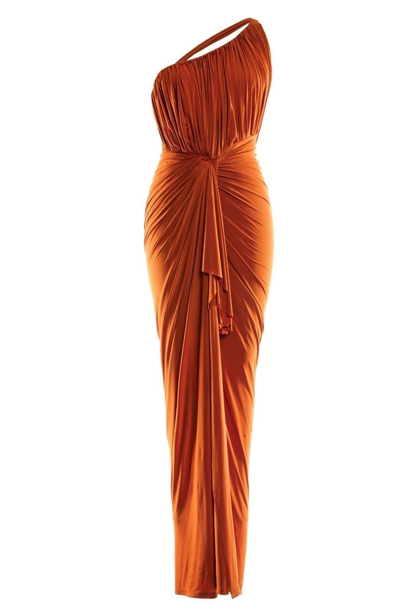 PATRICIA RUST DRAPED MAXI DRESS | CULT MIA | Deme By Gabriella