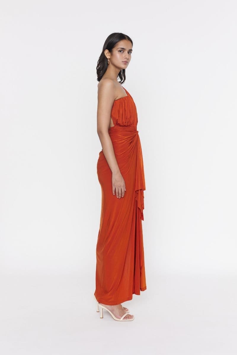PATRICIA RUST DRAPED MAXI DRESS | CULT MIA | Deme By Gabriella