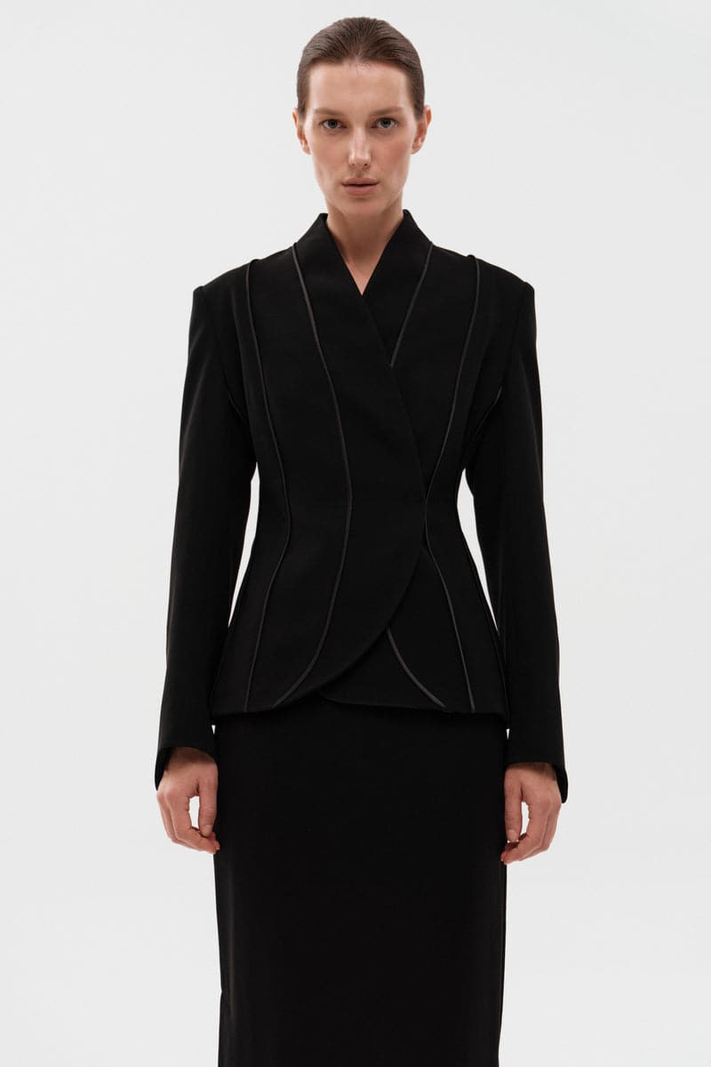 BLACK FITTED JACKET WITHOUT LAPEL | CULT MIA | GASANOVA