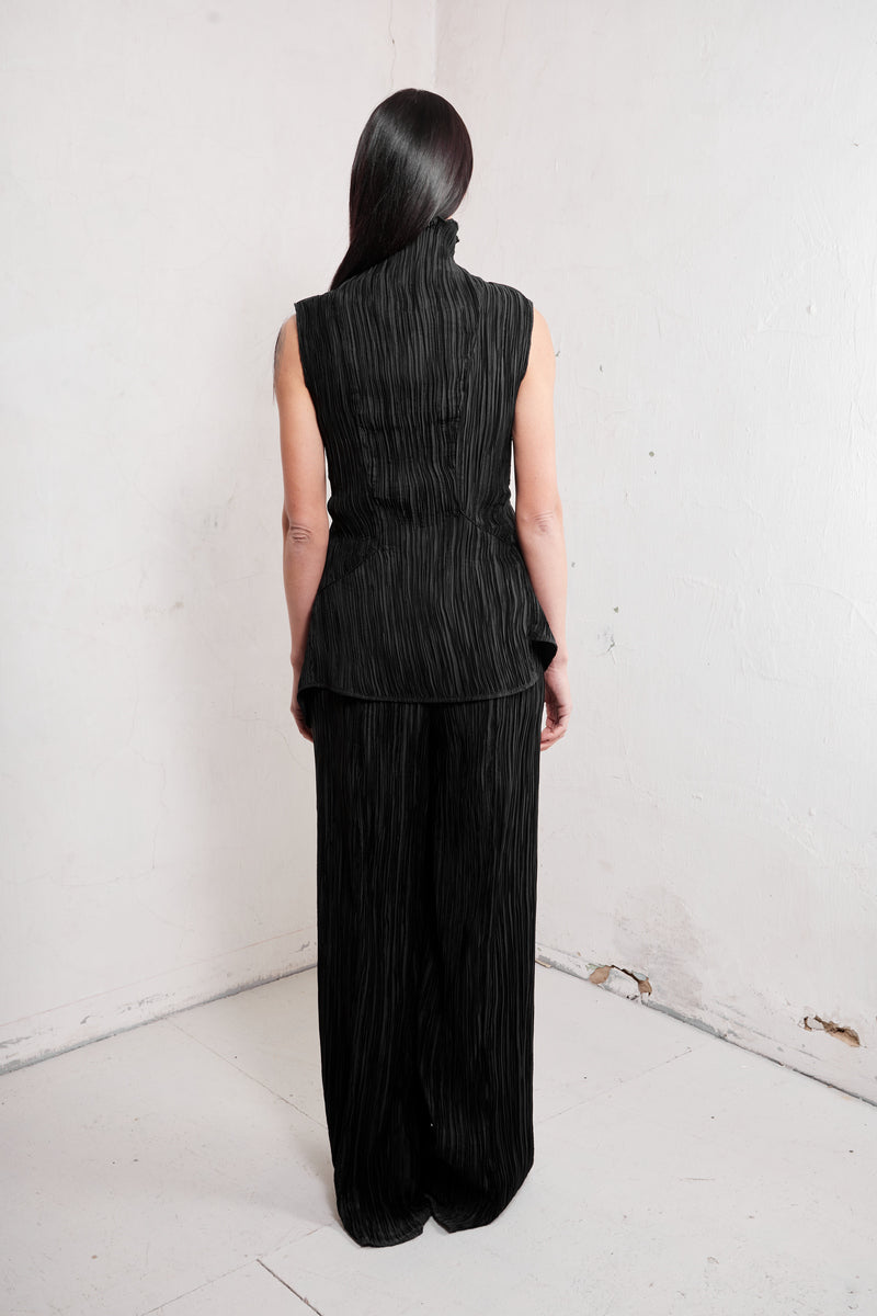 FRIDA HIGH NECK ASYMMETRIC PLEATED TOP | CULT MIA | Tamar Keburia