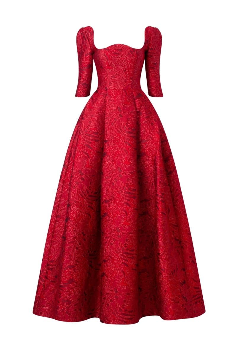 LONG SLEEVE CURVED NECKLINE FULL DRESS | CULT MIA | Tracy Studio